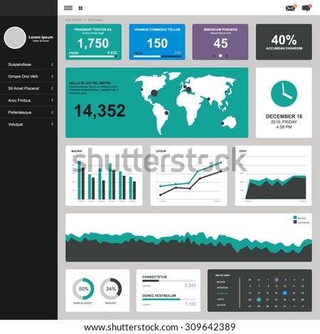 Стоковая векторная графика «One Page Dashboard Template Design» (без ...