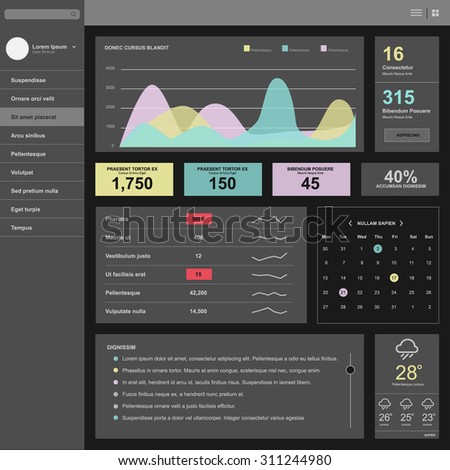 One Page Dashboard Template Design Stock Vector (Royalty Free ...