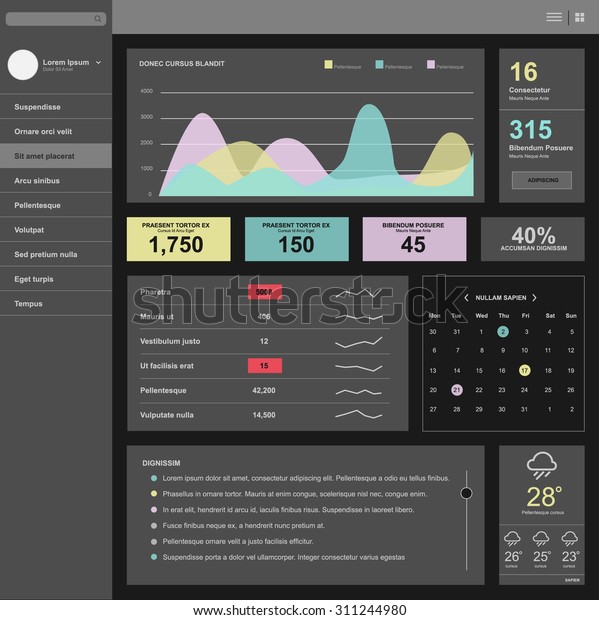 One Page Dashboard Template Design Stock Vector (Royalty Free) 311244980
