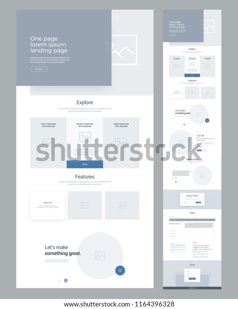 One Page Website Design Template Business: vetor stock (livre de ...