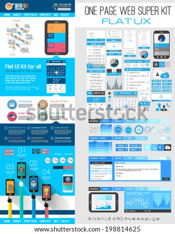 One Page Website Flat UI Design Stock Vector (Royalty Free) 198814625 ...