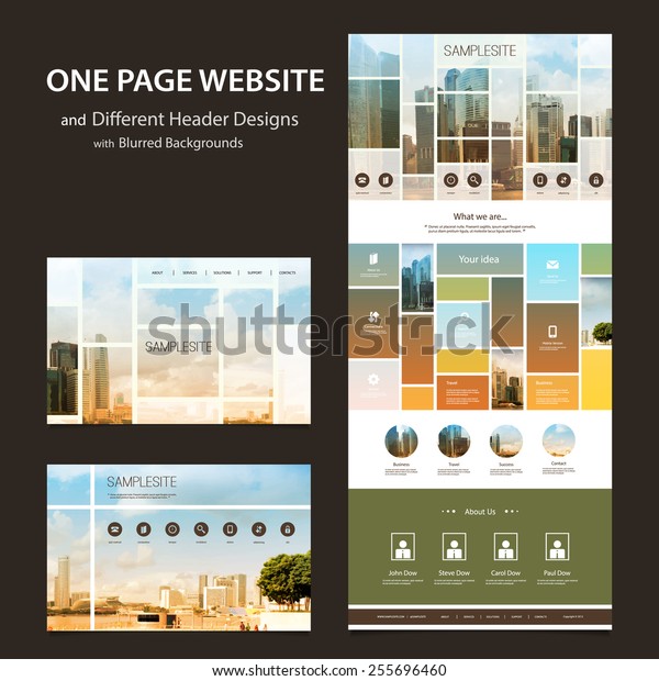 One Page Website Template Different Header Stock Vector (Royalty Free ...