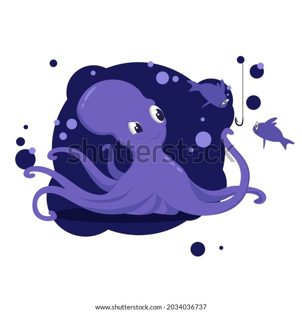 One Purple Octopus Long Legs On Stock Vector (Royalty Free) 2034036737 ...
