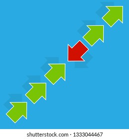 One Red Arrow Opposite Direction Highlighted Stock Vector (Royalty Free ...