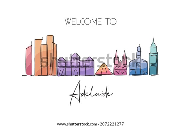 One Single Line Drawing Adelaide City Stock Vector (Royalty Free ...