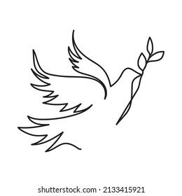 One Single Line Drawing Adorable Dove Stock Vector (Royalty Free ...