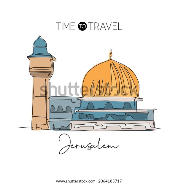 One Single Line Drawing Al Aqsa Stock Vector (Royalty Free) 2064185717 ...