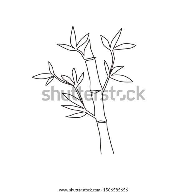 One Single Line Drawing Bamboo Trees Stock Vector (Royalty Free ...