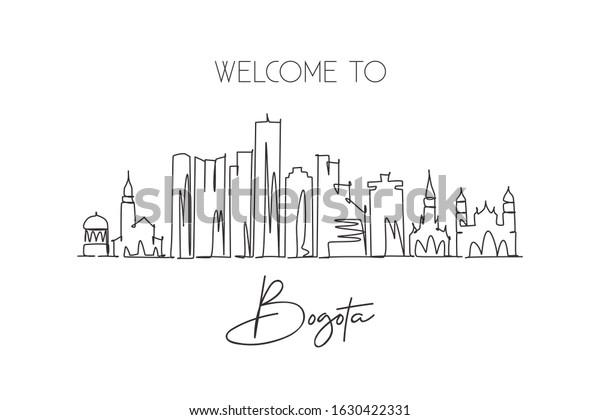 One Single Line Drawing Bogota City Stock Vector (Royalty Free) 1630422331