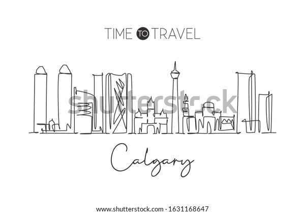 One Single Line Drawing Calgary City: เวกเตอร์สต็อก (ปลอดค่าลิขสิทธิ์ ...
