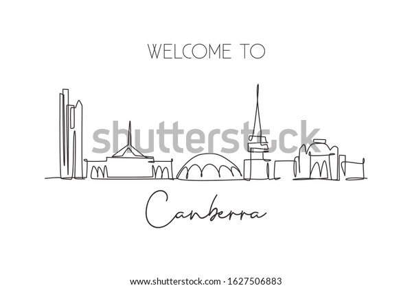 One Single Line Drawing Canberra City Stock Vector (Royalty Free ...