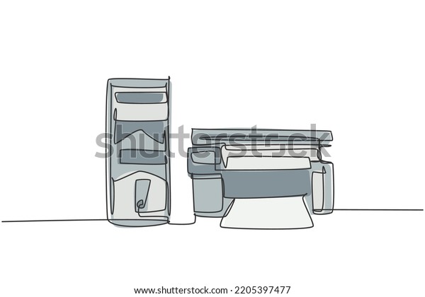 One Single Line Drawing Cpu Computer Stock Vector (Royalty Free ...