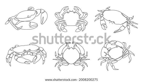 One Single Line Drawing Crabs Continuous Stock Vector (Royalty Free ...