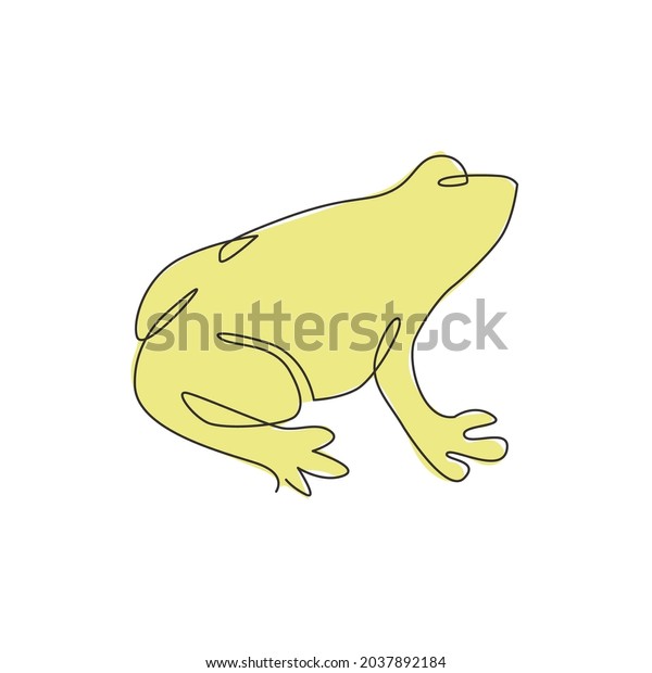 One Single Line Drawing Cute Frog Stock Vector (Royalty Free ...