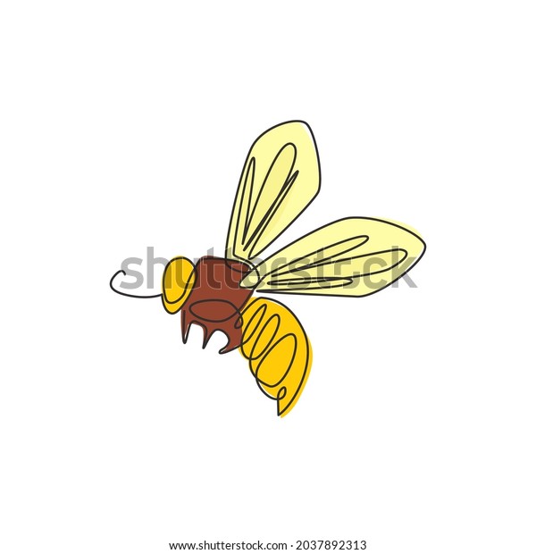 One Single Line Drawing Cute Bee Stock Vector (Royalty Free) 2037892313 ...