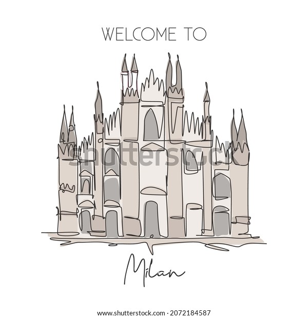 One Single Line Drawing Duomo Di Stock Vector (Royalty Free) 2072184587 ...
