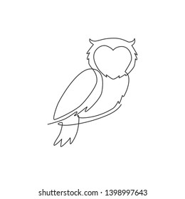 One Single Line Drawing Elegant Owl Stock Vector (Royalty Free ...