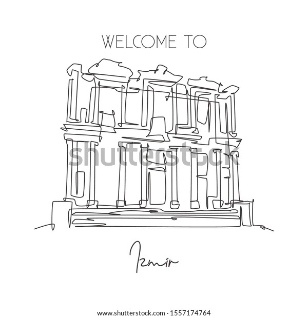One Single Line Drawing Ephesus Ancient Stock Vector (Royalty Free ...