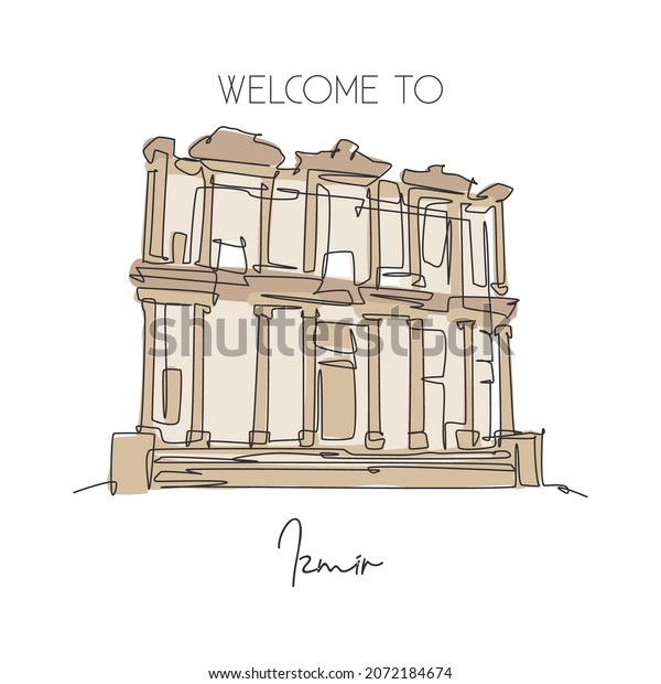 One Single Line Drawing Ephesus Ancient Stock Vector (Royalty Free ...