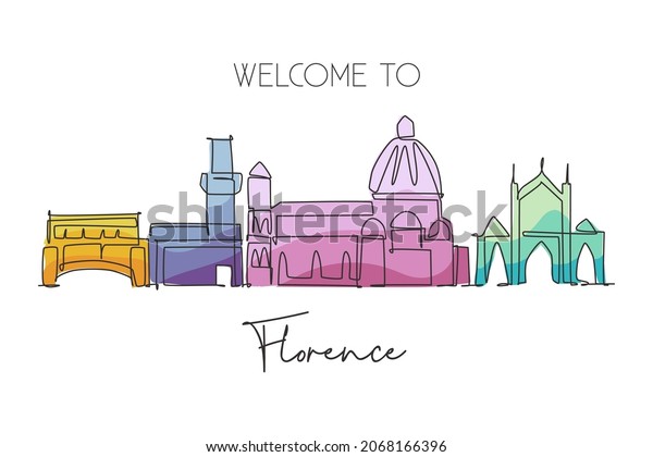 One Single Line Drawing Florence City Stock Vector (Royalty Free ...