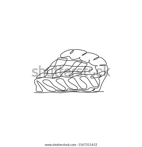 One Single Line Drawing Fresh Sliced Stock Vector (Royalty Free ...