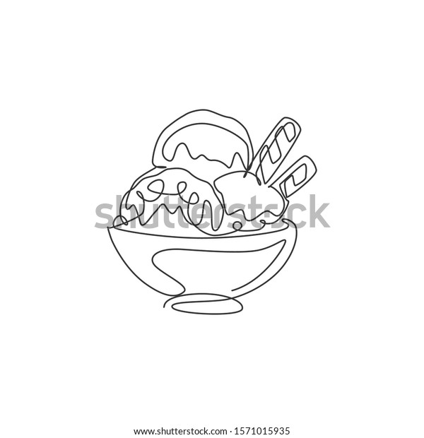One Single Line Drawing Fresh Delicious Stock Vector (Royalty Free ...