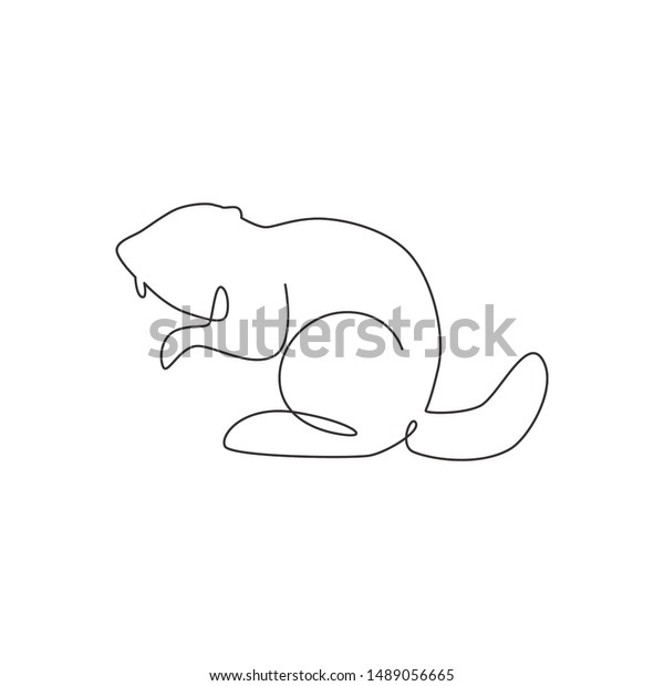 One Single Line Drawing Funny Standing Stock Vector (Royalty Free ...
