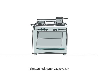 One Single Line Drawing Gas Stove Stock Vector (Royalty Free ...