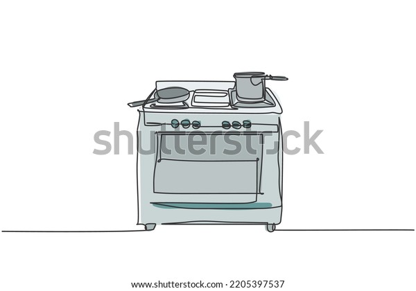 One Single Line Drawing Gas Stove Stock Vector (Royalty Free ...