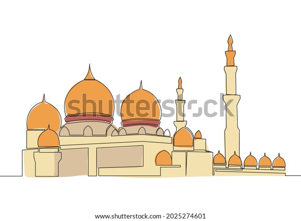 One Single Line Drawing Islamic Historical Stock Vector (Royalty Free ...