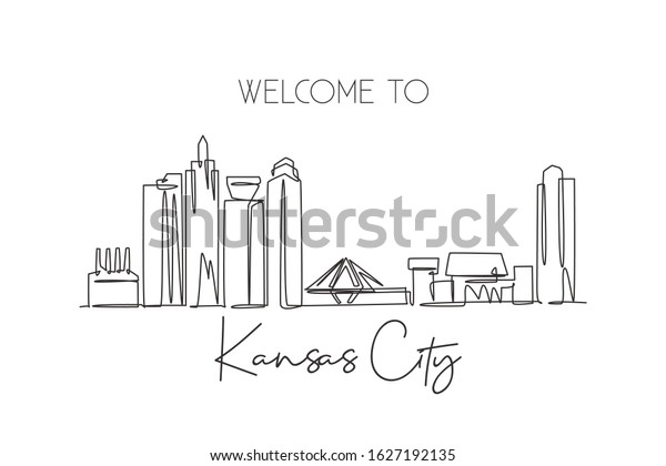 One Single Line Drawing Kansas City Stock Vector (Royalty Free ...