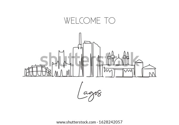 One Single Line Drawing Lagos City Stock Vector (Royalty Free) 1628242057