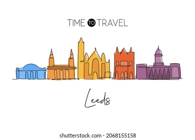 One Single Line Drawing Leeds City Stock Vector (Royalty Free ...