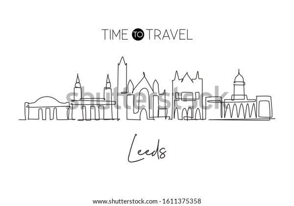 One Single Line Drawing Leeds City Stock Vector (Royalty Free ...