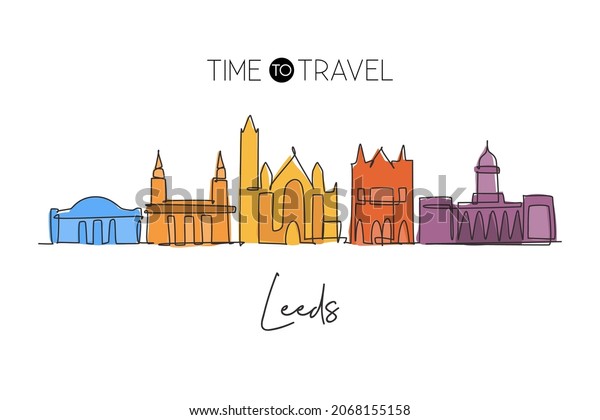 One Single Line Drawing Leeds City Stock Vector (Royalty Free ...
