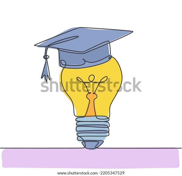 One Single Line Drawing Light Bulb Stock Vector (Royalty Free ...