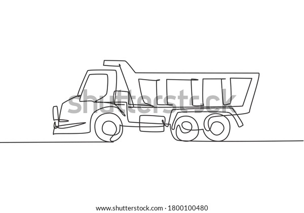 One Single Line Drawing Long Trailer Stock Vector (Royalty Free) 1800100480