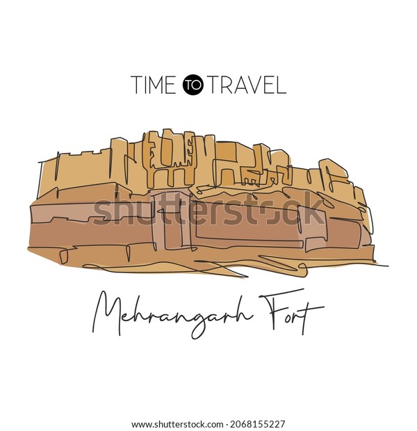 One Single Line Drawing Mehrangarh Fort Stock Vector (Royalty Free ... One Single Line Drawing Mehrangarh Fort Stock Vector (Royalty Free ...