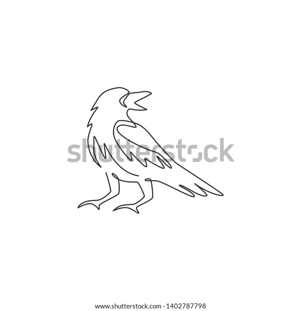 One single line drawing of mysterious raven for company business logo ...