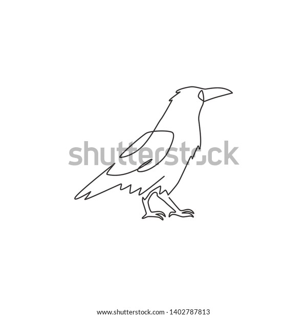 One Single Line Drawing Mysterious Raven Stock Vector (Royalty Free ...