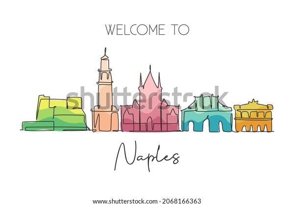 One Single Line Drawing Naples City Stock Vector (Royalty Free ...