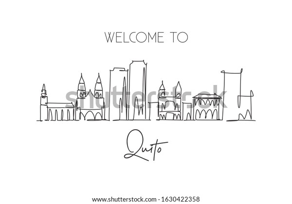 One Single Line Drawing Quito City: เวกเตอร์สต็อก (ปลอดค่าลิขสิทธิ์ ...