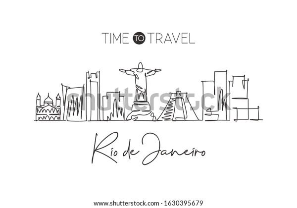 One Single Line Drawing Rio De Stock Vector (Royalty Free) 1630395679 ...