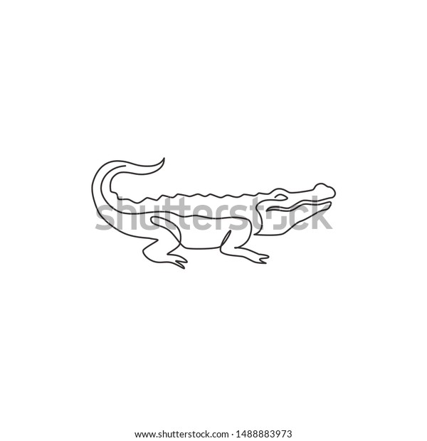 One Single Line Drawing River Swamp Stock Vector (Royalty Free) 1488883973