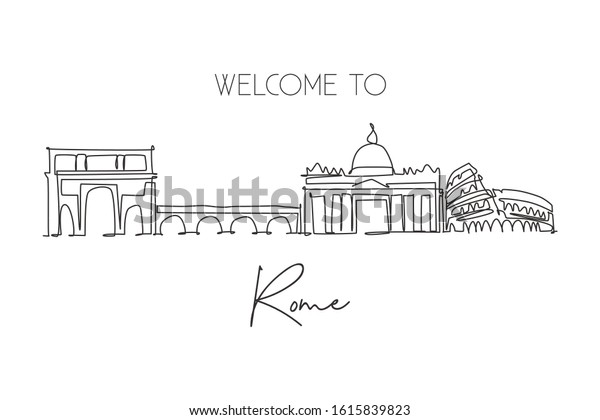 One Single Line Drawing Rome City Stock Vector (Royalty Free) 1615839823