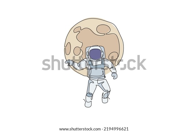 One Single Line Drawing Space Man Stock Vector (Royalty Free ...