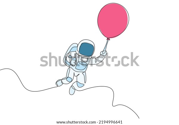 One Single Line Drawing Space Man Stock Vector (Royalty Free ...