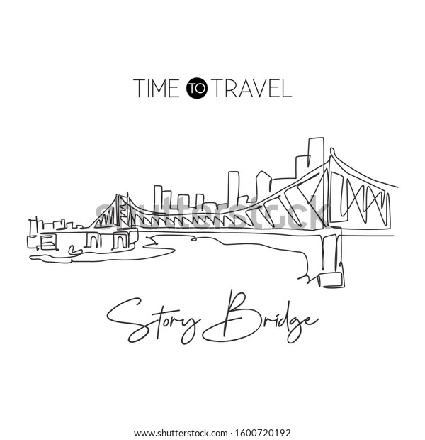 One Single Line Drawing Story Bridge: เวกเตอร์สต็อก (ปลอดค่าลิขสิทธิ์ ...