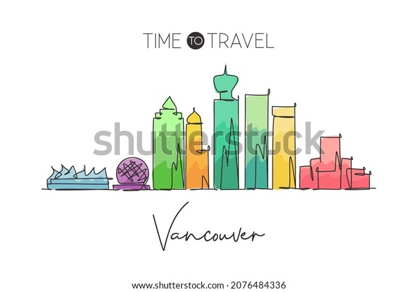One Single Line Drawing Vancouver City Stock Vector (Royalty Free ...