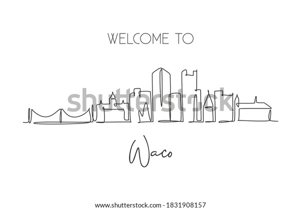 One Single Line Drawing Waco City Stock Vector (Royalty Free) 1831908157